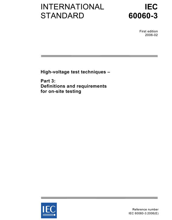 IEC 60060-3:2006 - IEC Standards - VDE Publishing House