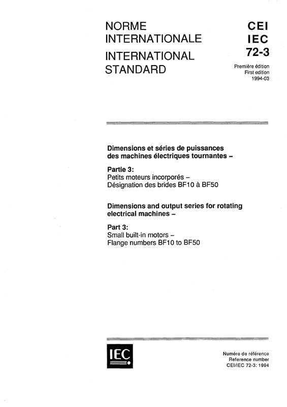 IEC 60072-3:1994 - IEC Standards - VDE Publishing House