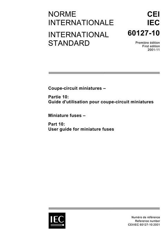 IEC 60127-10:2001 - IEC Standards - VDE Publishing House