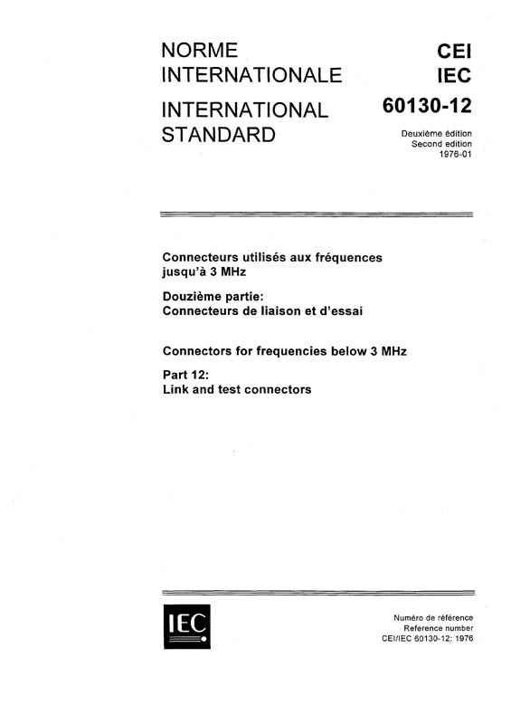 IEC 60130-12:1976 - IEC Standards - VDE Publishing House