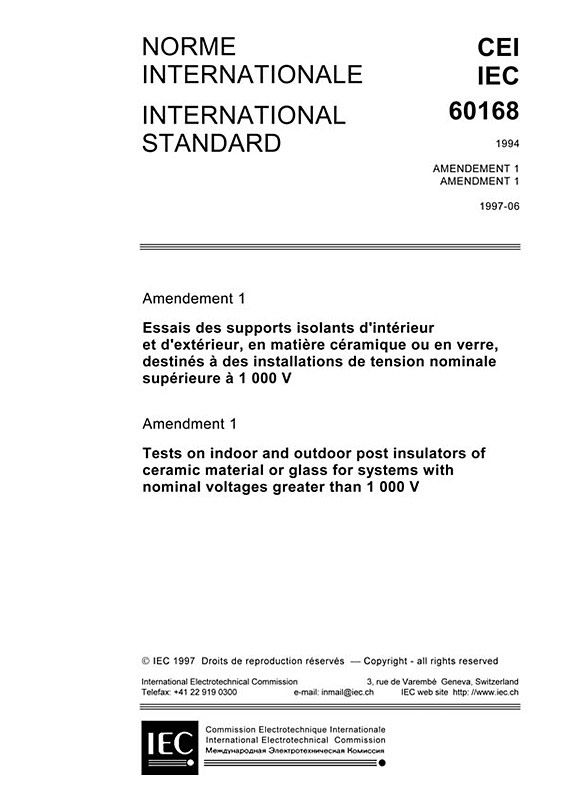IEC 60168:1994/AMD1:1997 - IEC Standards - VDE Publishing House