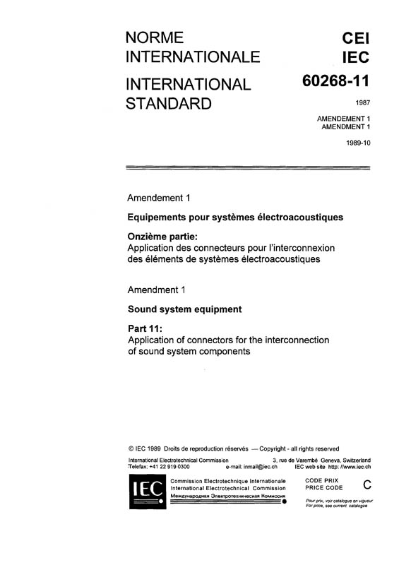 IEC 60268-11:1987/AMD1:1989 - IEC Standards - VDE Publishing House