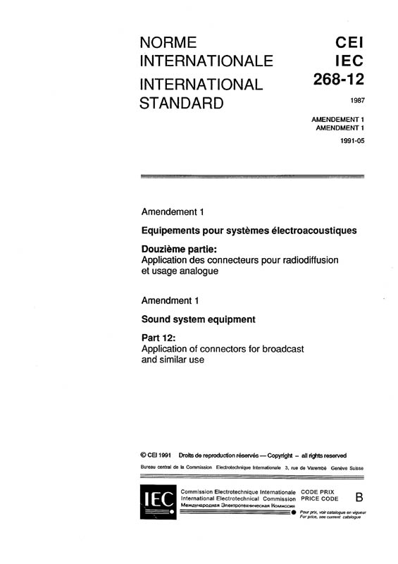IEC 60268-12:1987/AMD1:1991 - IEC Standards - VDE Publishing House
