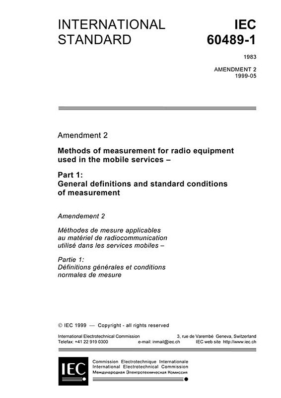 IEC 60489-1:1983/AMD2:1999 - IEC Standards - VDE Publishing House