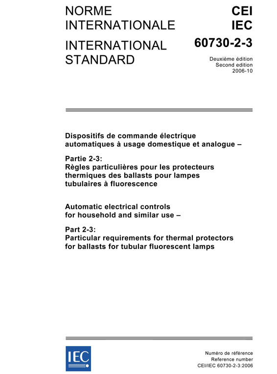 IEC 60730-2-3:2006 - IEC Standards - VDE Publishing House
