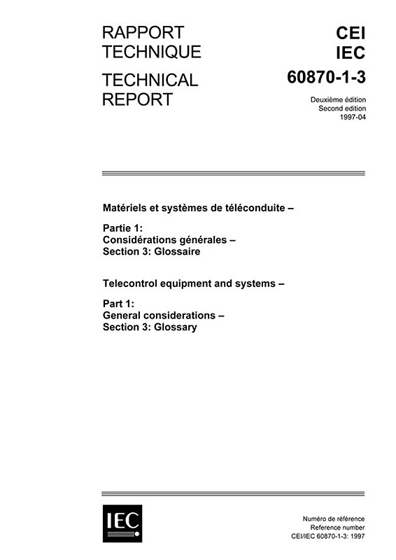 IEC TR 60870-1-3:1997 - IEC-Normen - VDE VERLAG