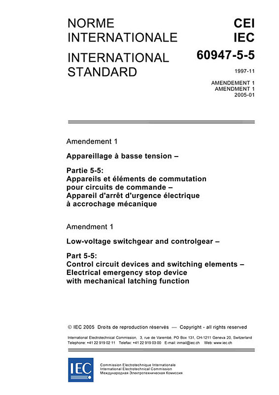 IEC 60947-5-5:1997/AMD1:2005 - IEC Standards - VDE Publishing House