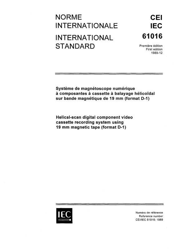 IEC 61016:1989 - IEC-Normen - VDE VERLAG