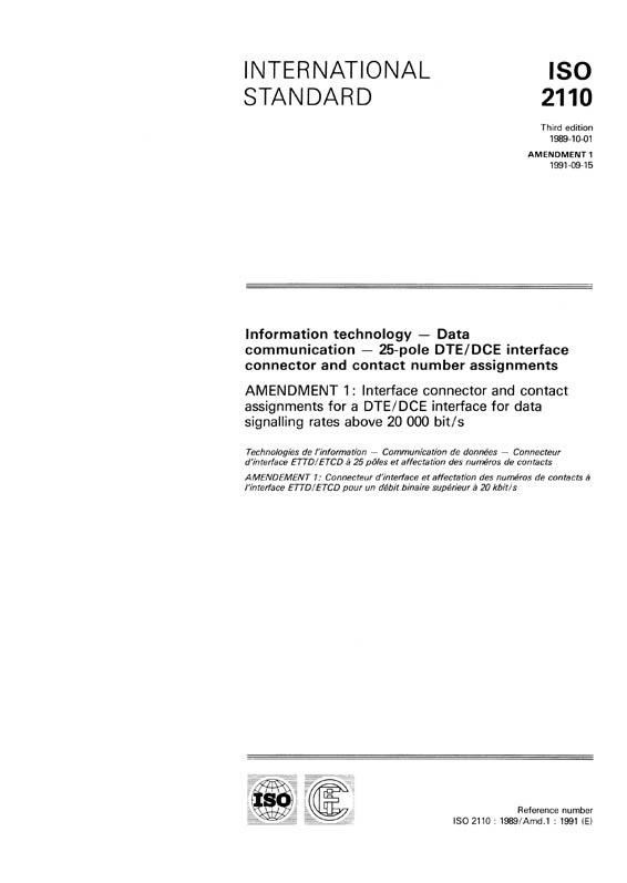 ISO 2110:1989/AMD1:1991 - IEC Standards - VDE Publishing House