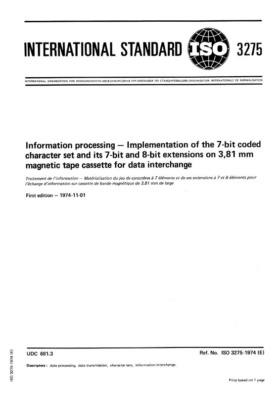 ISO 3275:1974 - IEC Standards - VDE Publishing House