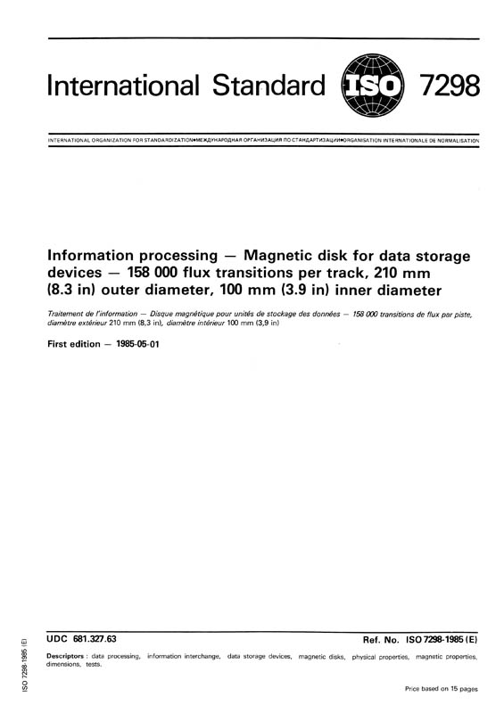 ISO 7298:1985 - IEC Standards - VDE Publishing House