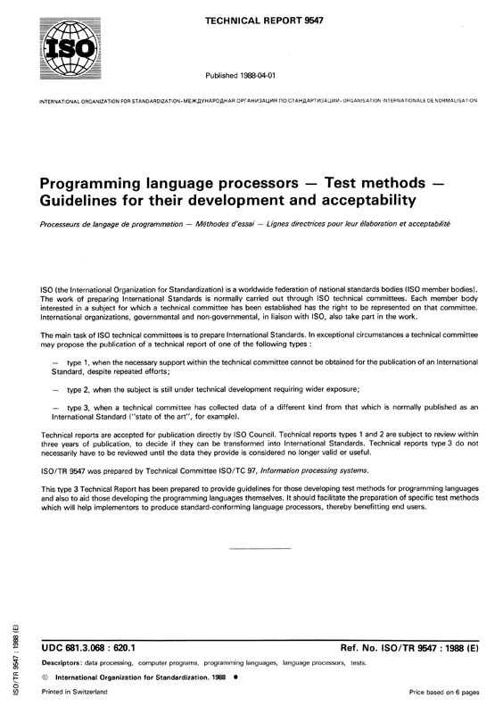 ISO TR 9547:1988 - IEC Standards - VDE Publishing House
