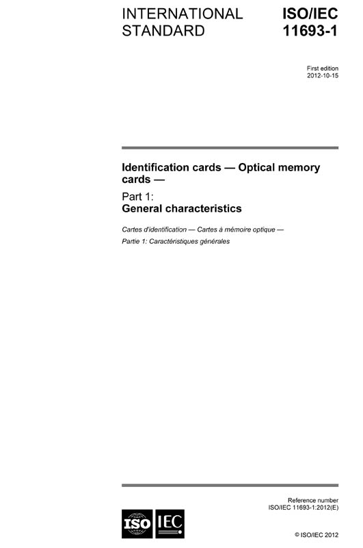 ISO/IEC 11693-1:2012 - IEC Standards - VDE Publishing House