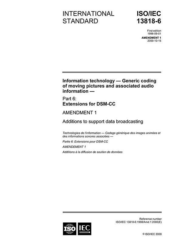 ISO/IEC 13818-6:1998/AMD1:2000 - IEC-Normen - VDE VERLAG