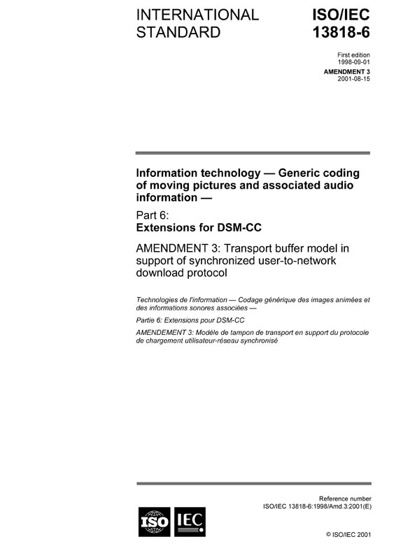 ISO/IEC 13818-6:1998/AMD3:2001 - IEC-Normen - VDE VERLAG