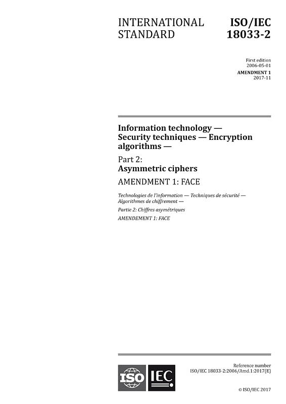 ISO/IEC 18033-2:2006/AMD1:2017 - IEC Standards - VDE Publishing House
