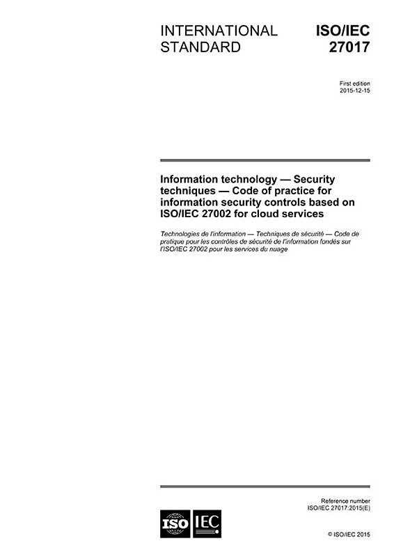 ISO/IEC 27017:2015 - IEC Standards - VDE Publishing House