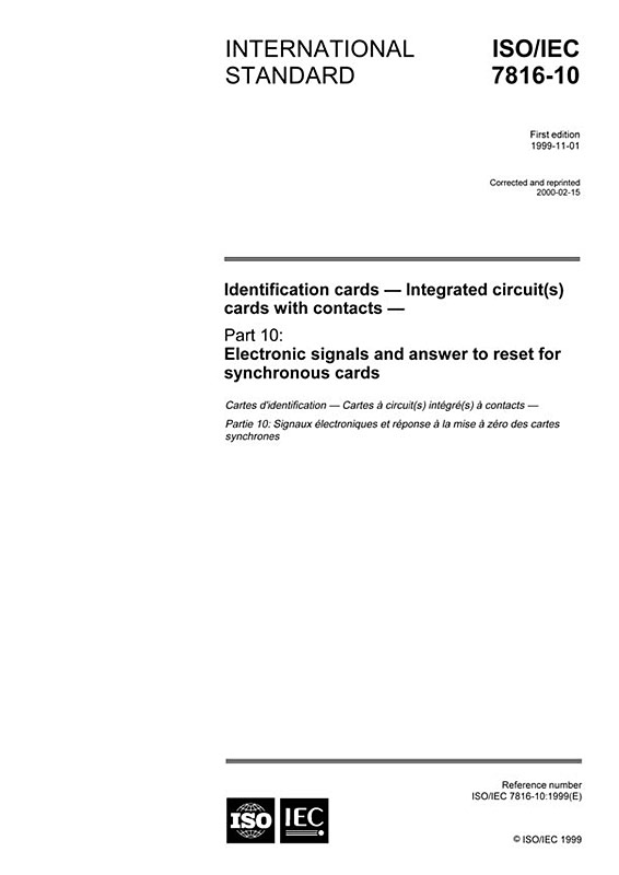 ISO/IEC 7816-10:1999 - IEC-Normen - VDE VERLAG