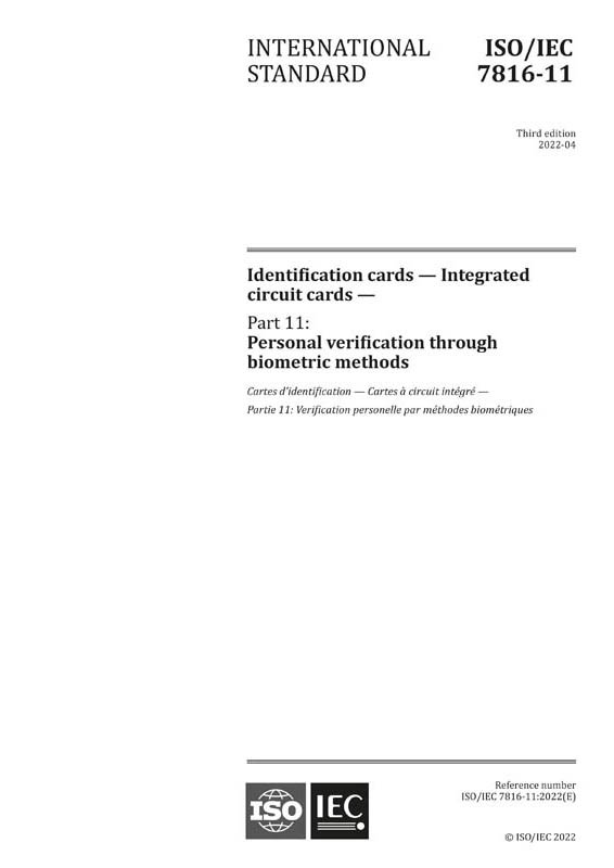 ISO/IEC 7816-11:2022 - IEC Standards - VDE Publishing House