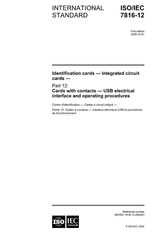 ISO/IEC 7816-12:2005 - IEC Standards - VDE Publishing House