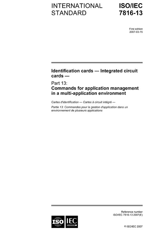ISO/IEC 7816-13:2007 - IEC Standards - VDE Publishing House