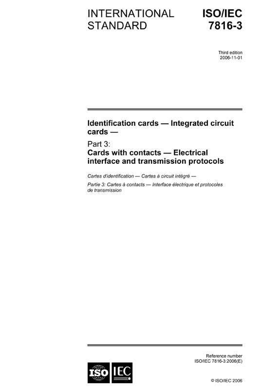 ISO/IEC 7816-3:2006 - IEC Standards - VDE Publishing House