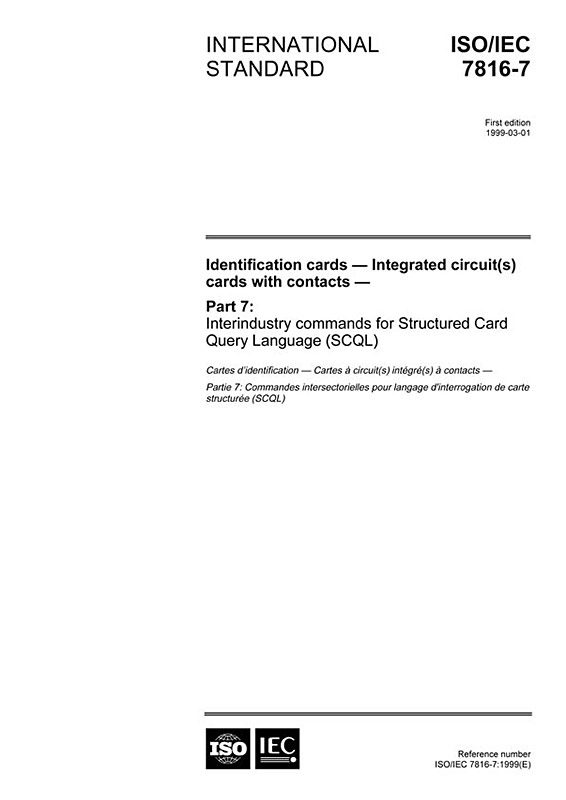 ISO/IEC 7816-7:1999 - IEC Standards - VDE Publishing House