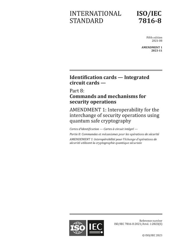 ISO/IEC 7816-8:2021/AMD1:2023 - IEC Standards - VDE Publishing House