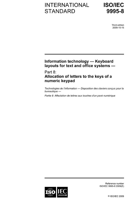ISO/IEC 9995-8:2009 - IEC-Normen - VDE VERLAG
