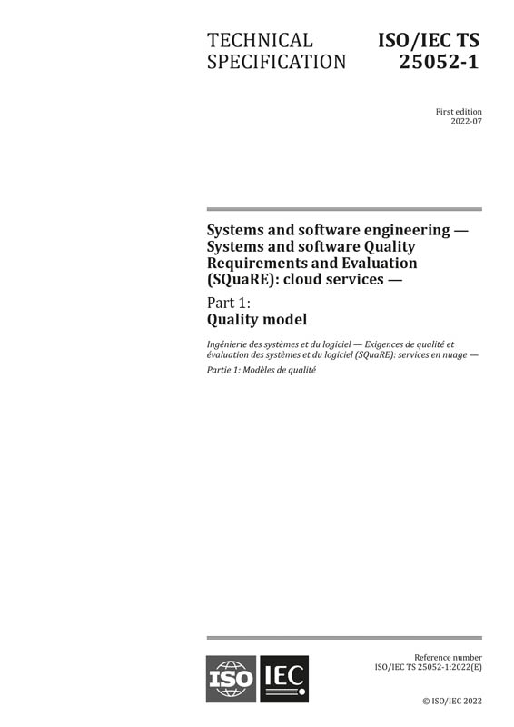 ISO/IEC TS 25052-1:2022 - IEC Standards - VDE Publishing House